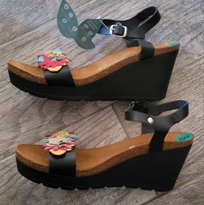 Biostep | Shoes | Biostep Milo Boho 3d Floral Wedge Sandals Leather ...